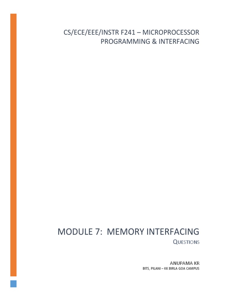 Memory mapping & interfacing for 8086 | PDF | Random Access Memory | Read Only Memory