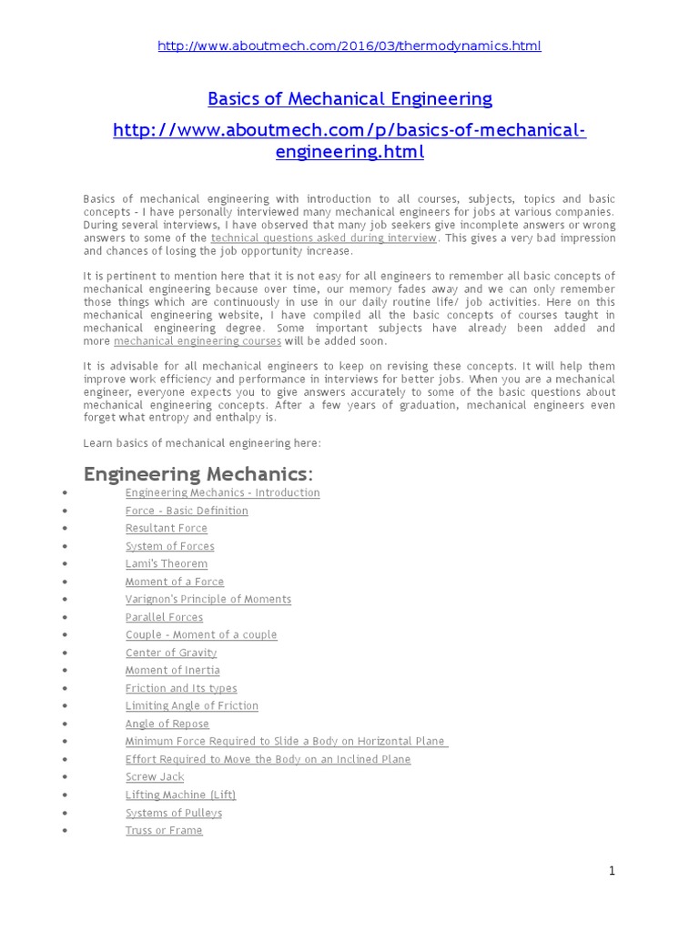 Basics of Mechanical Engineering Engineering - HTML | PDF