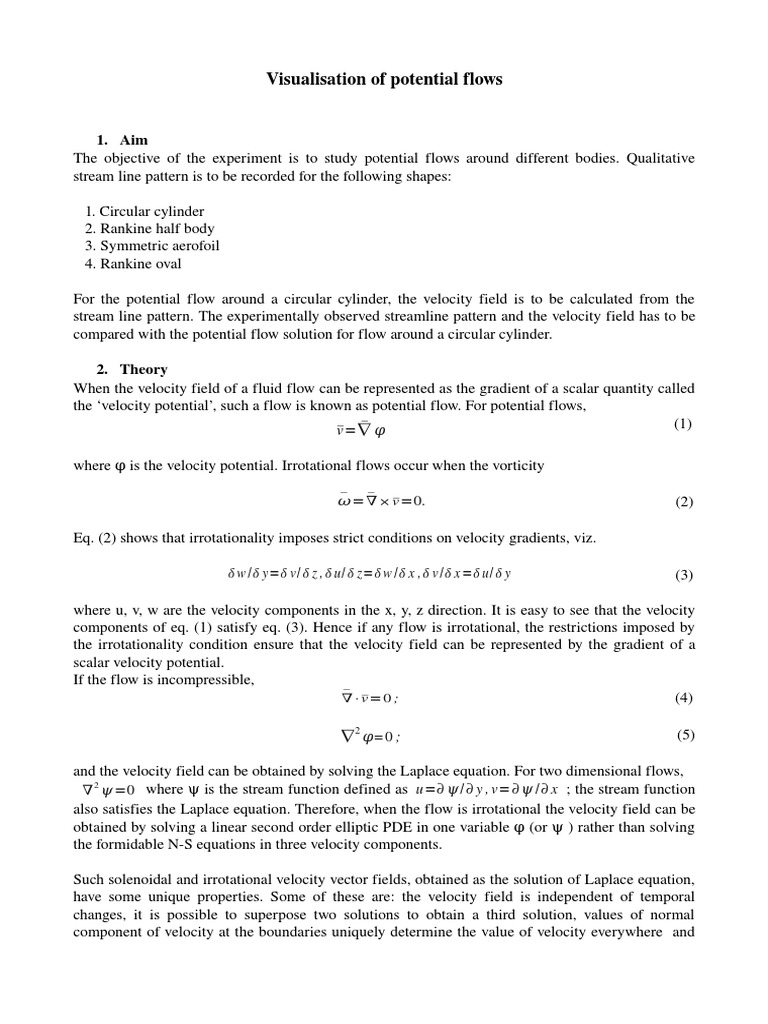 Visualisation of Potential Flows | PDF | Fluid Dynamics | Viscosity