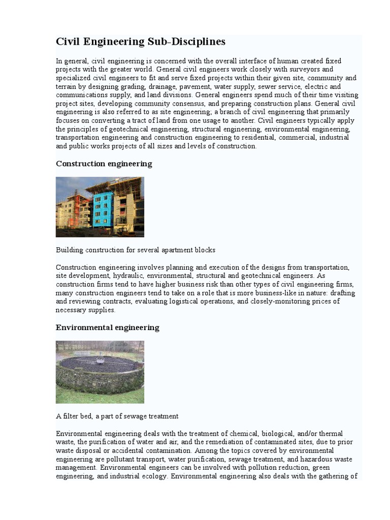 Civil Engineering Sub-Disciplines | PDF | Surveying | Civil Engineering