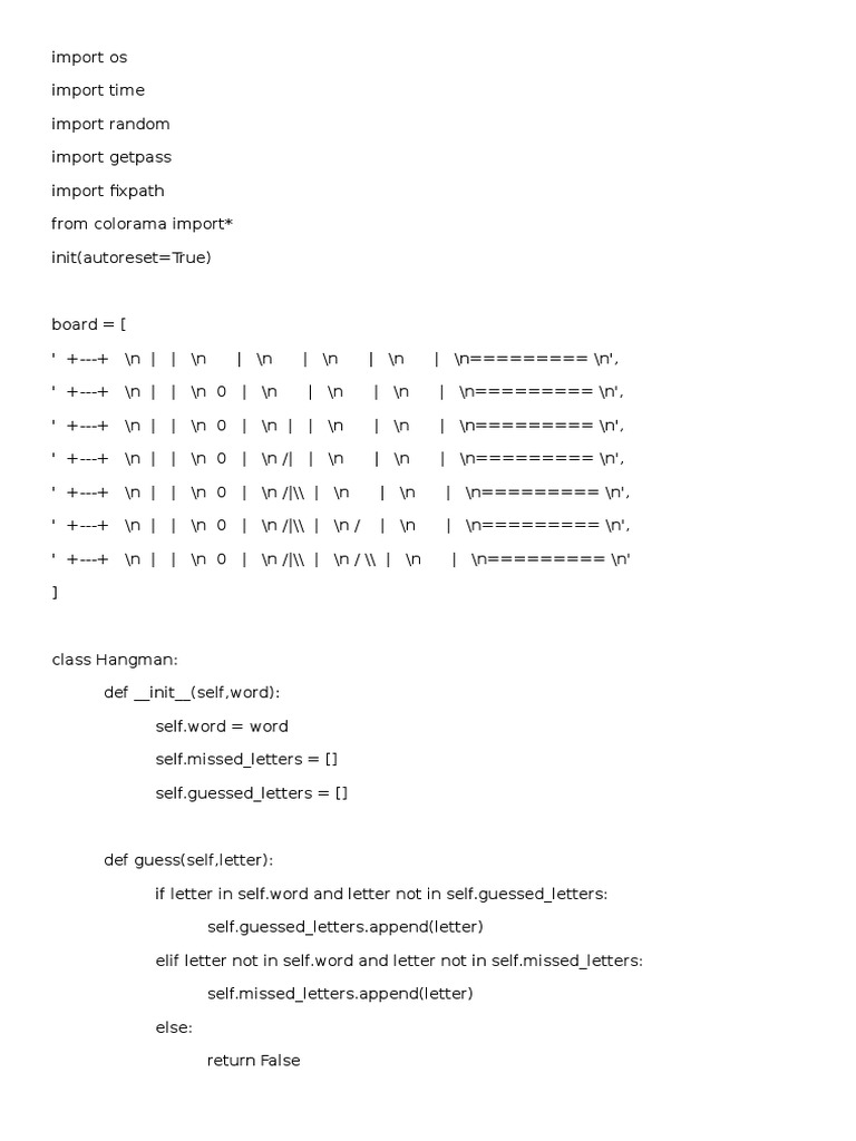 Python Hangman | PDF | Play (Activity) | Linguistics