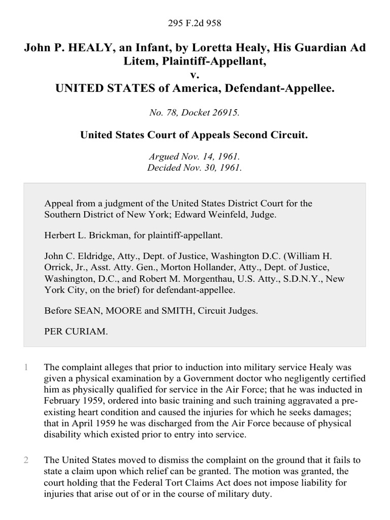 John P. Healy, An Infant, by Loretta Healy, His Guardian Ad Litem v ...