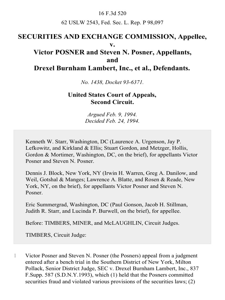 Securities and Exchange Commission v. Victor Posner and Steven N ...