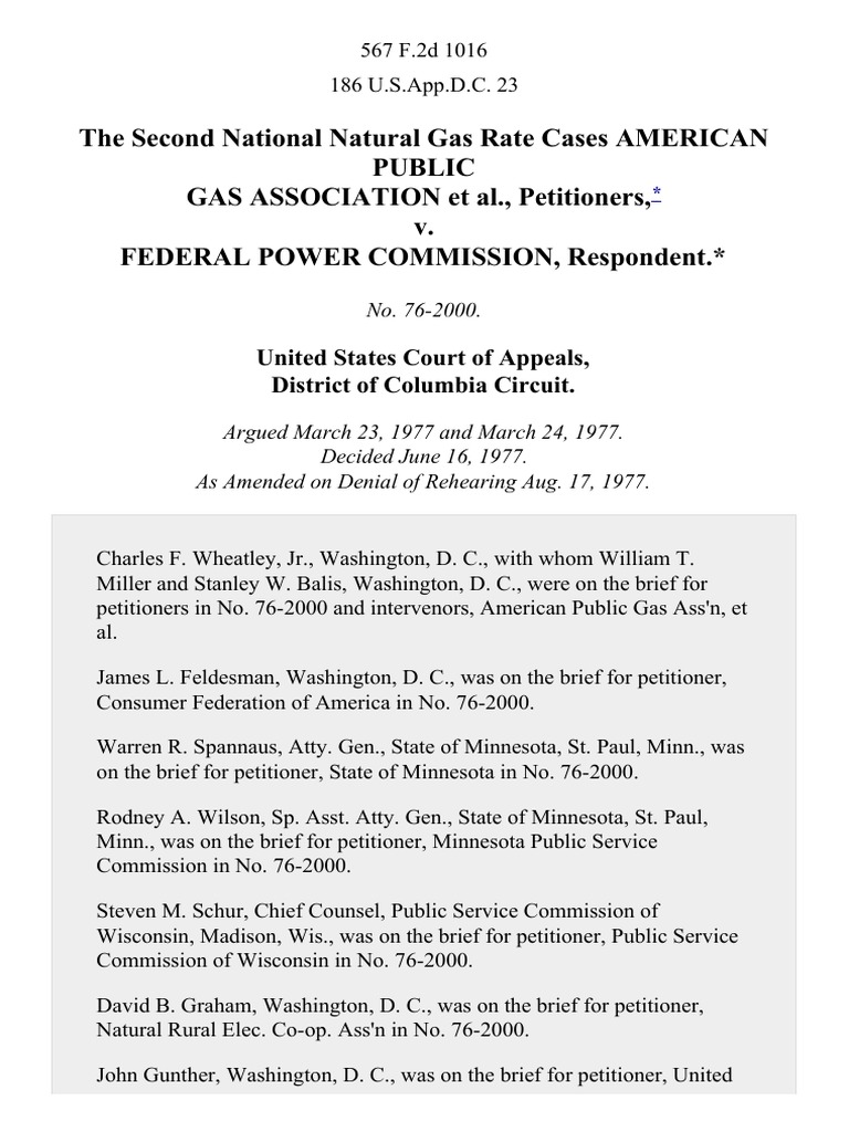 The Second National Natural Gas Rate Cases American Public Gas ...
