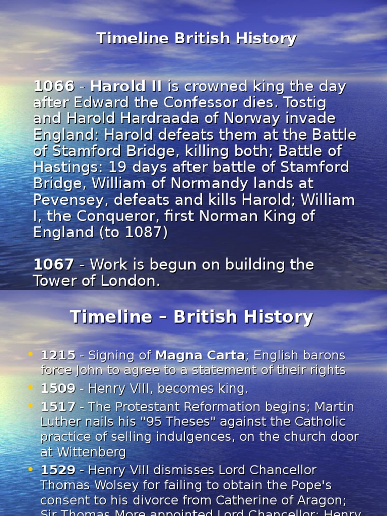 Timeline British History | PDF | Henry Viii Of England | Anne Boleyn