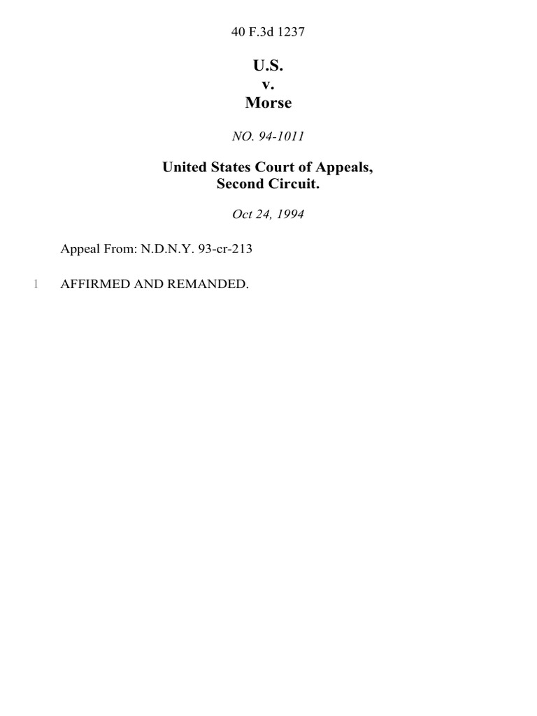 United States v. Morse, 40 F.3d 1237, 2d Cir. (1994) | PDF