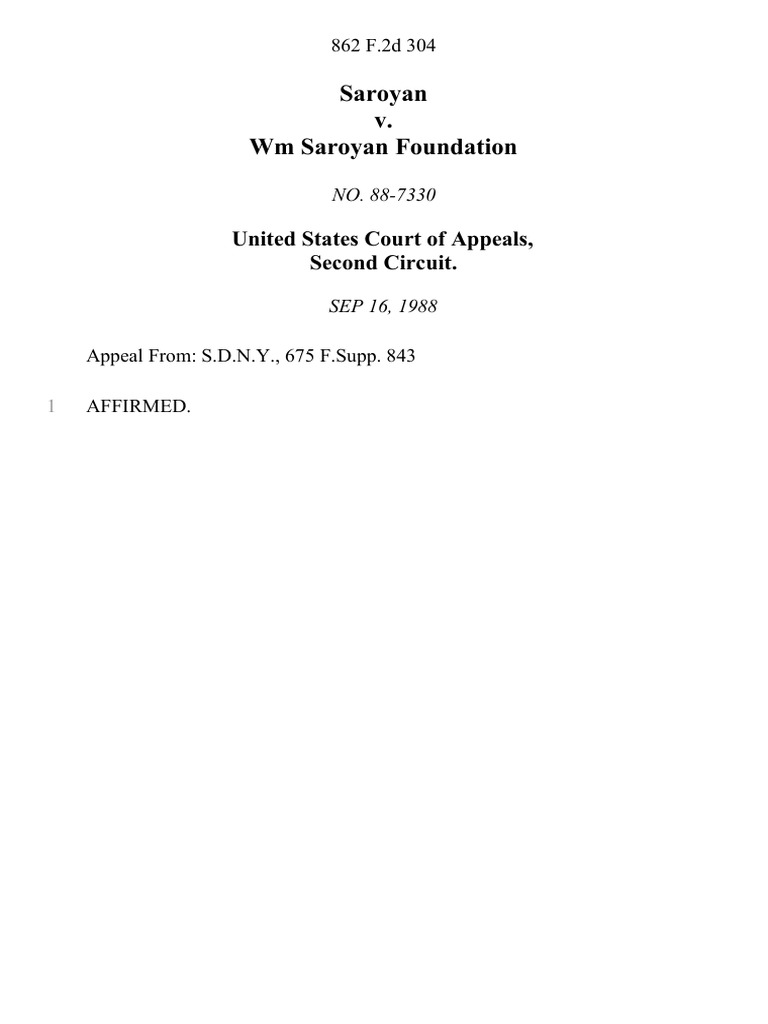 Saroyan v. Wm Saroyan Foundation Appeal | PDF | Law
