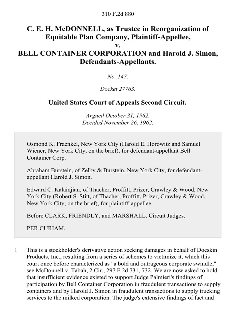 C. E. H. McDonnell As Trustee in Reorganization of Equitable Plan ...