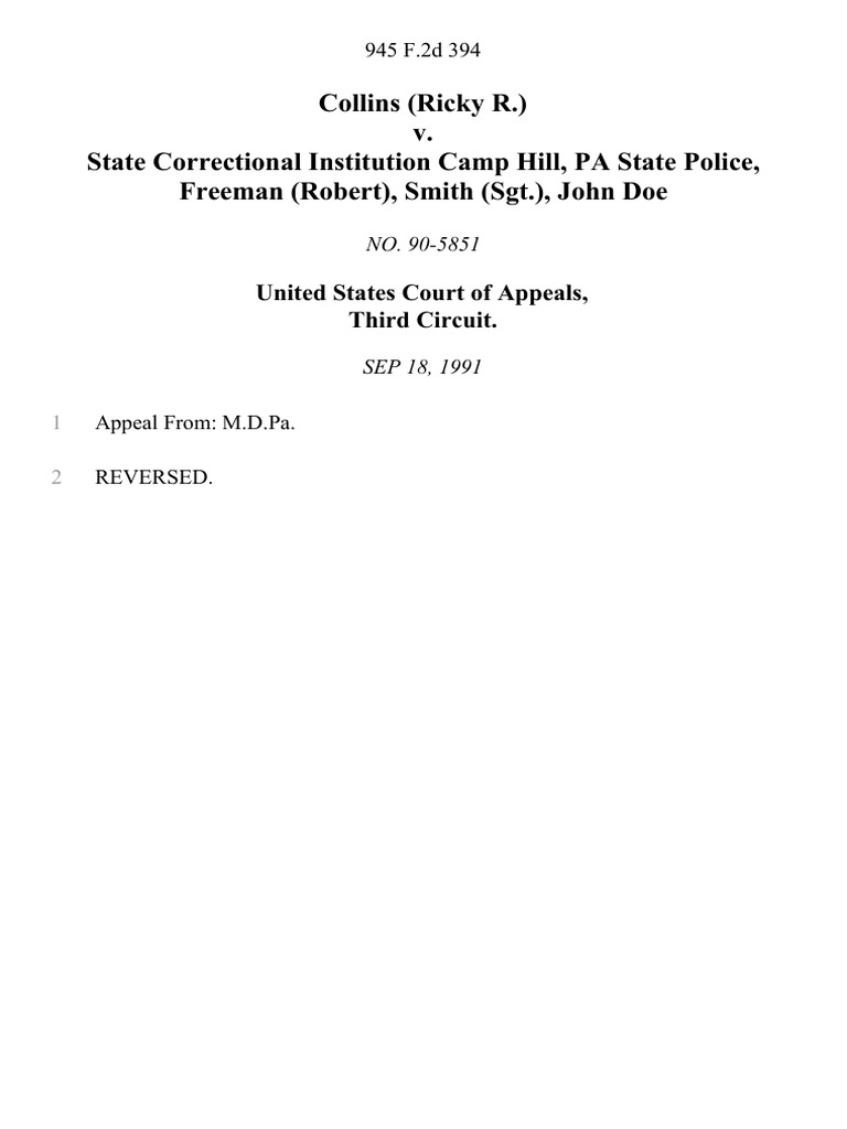 Collins (Ricky R.) v. State Correctional Institution Camp Hill, PA ...
