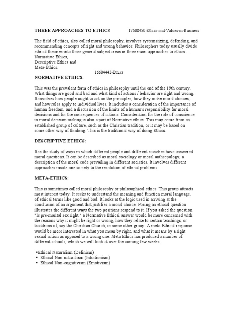4.three Approaches To Ethics | PDF | Rights | Morality