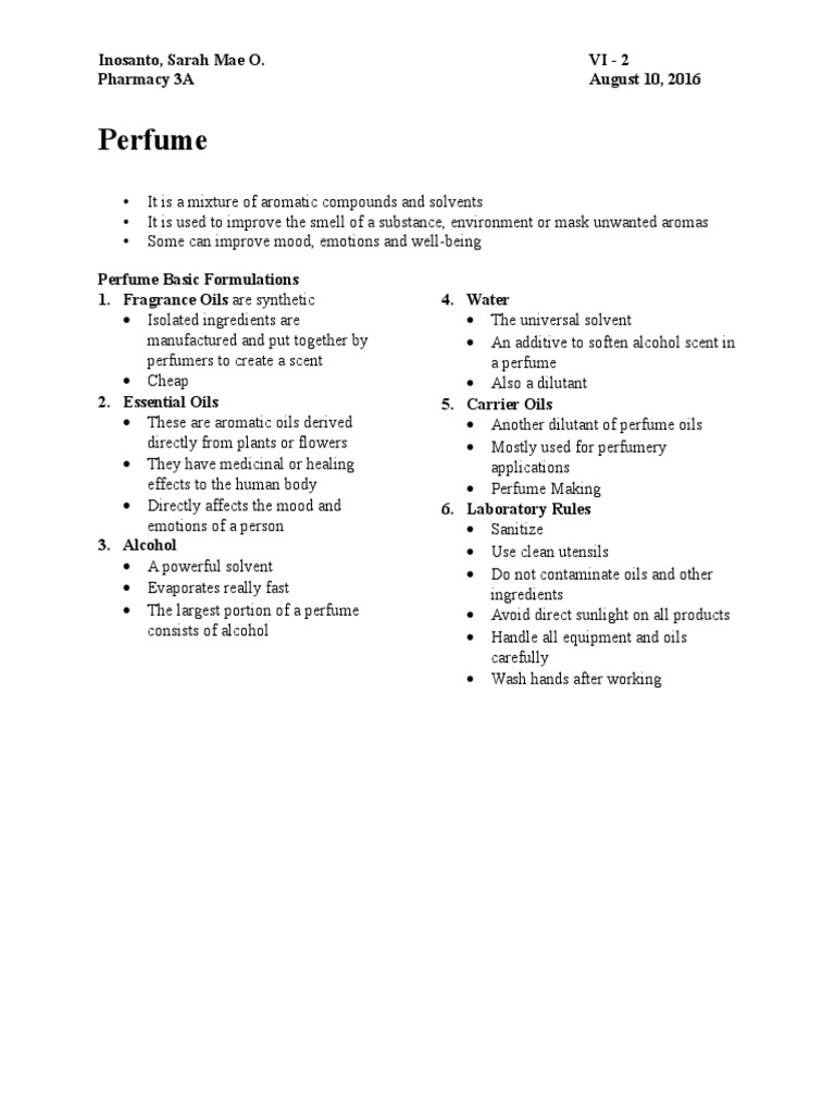Perfume Formulations | PDF | Perfume | Nature