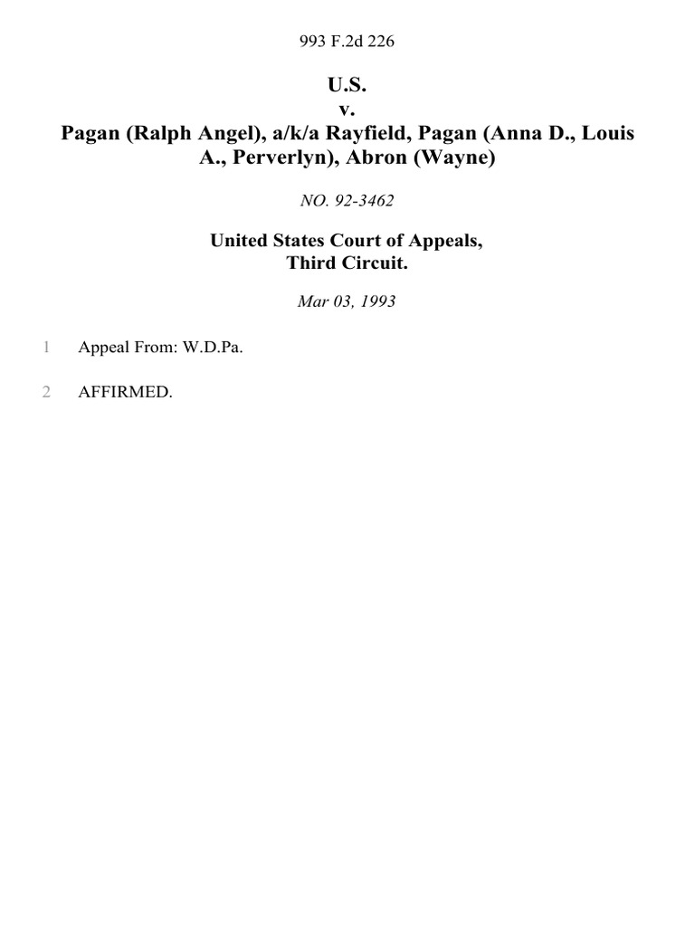 United States v. Pagan (Ralph Angel), A/K/A Rayfield, Pagan (Anna D ...