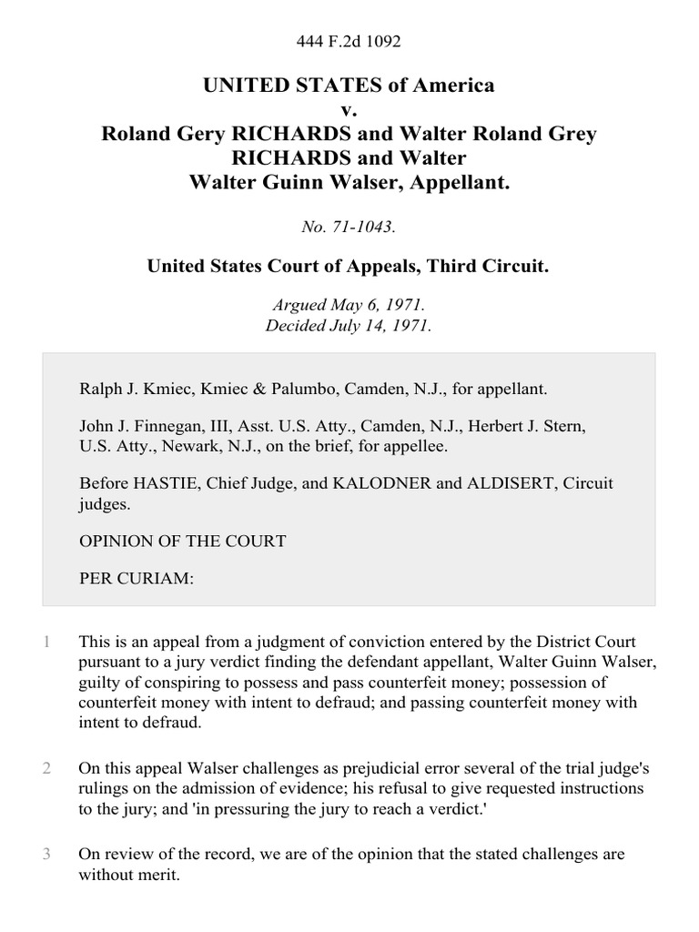 United States v. Roland Gery Richards and Walter Roland Grey Richards ...