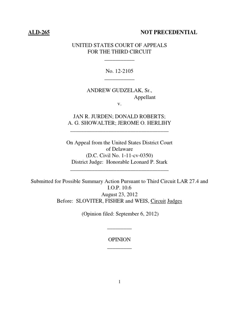 Andrew Gudzelak v. Jan Jurden, 3rd Cir. (2012) | PDF | Federal Rules Of ...