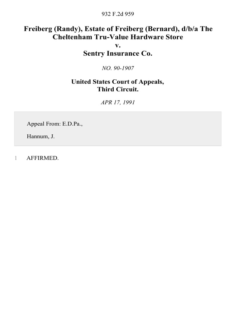 Freiberg (Randy), Estate of Freiberg (Bernard), D/B/A The Cheltenham ...