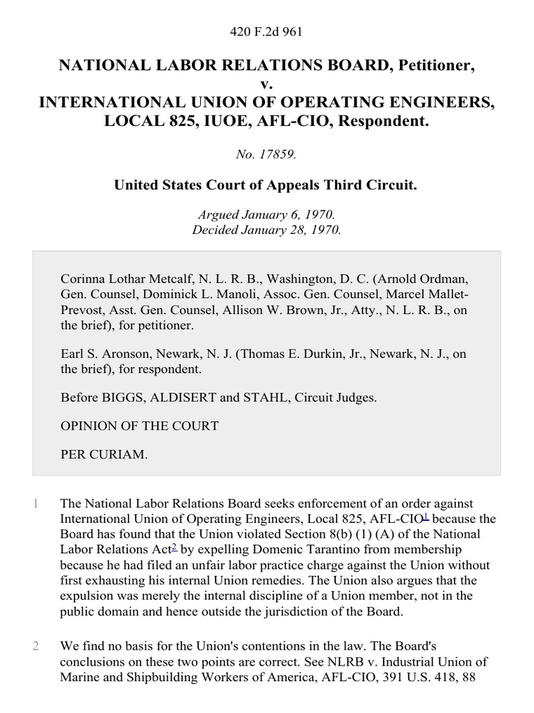 National Labor Relations Board v. International Union of Operating Engineers, Local 825, Iuoe ...