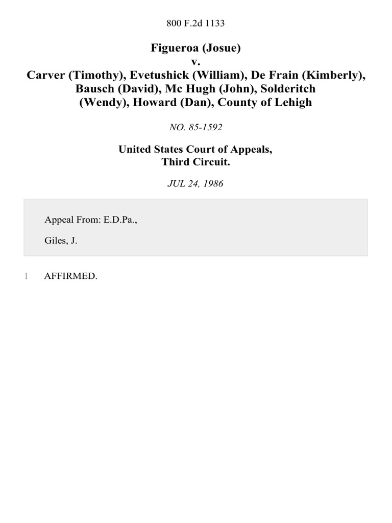 Figueroa (Josue) v. Carver (Timothy), Evetushick (William), de Frain ...