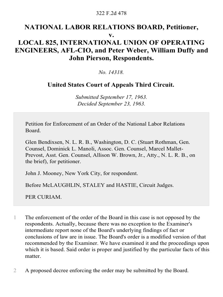 National Labor Relations Board v. Local 825, International Union of ...