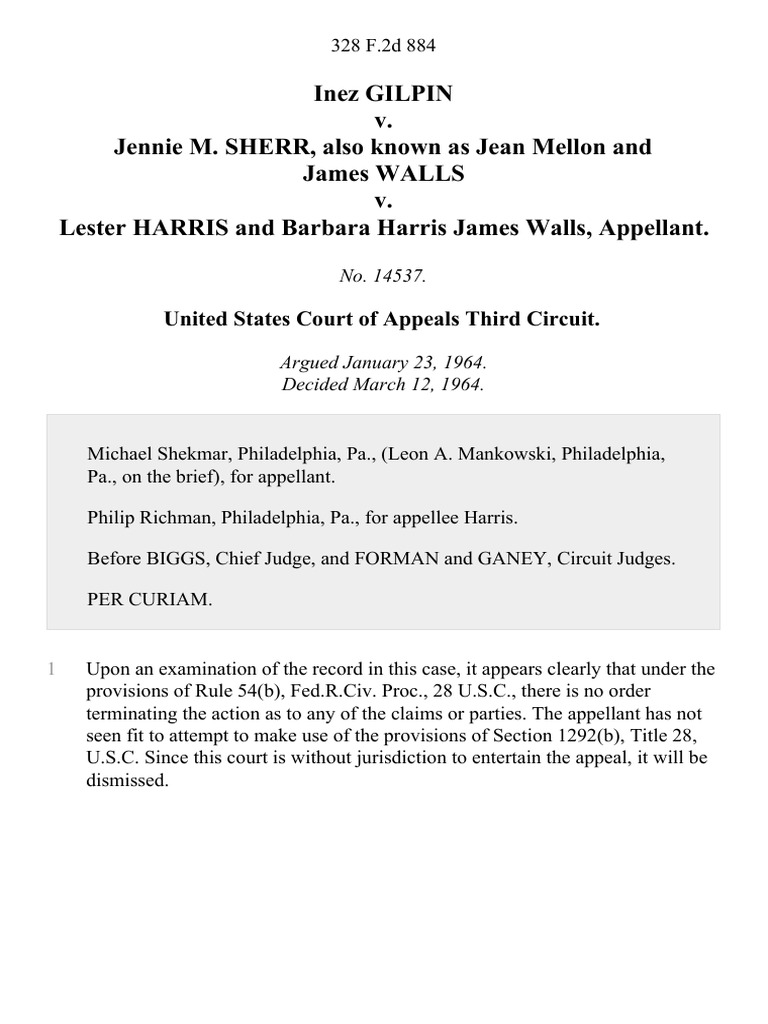 Inez Gilpin v. Jennie M. SHERR, Also Known As Jean Mellon and James ...
