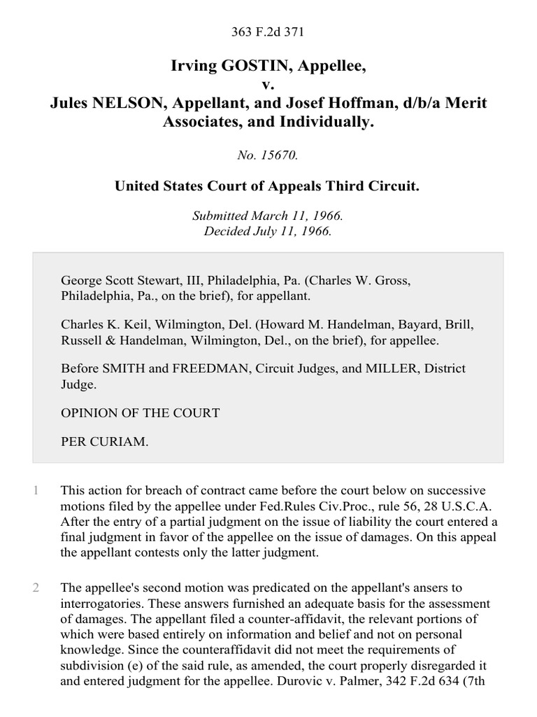Irving Gostin v. Jules Nelson, and Josef Hoffman, D/B/A Merit ...