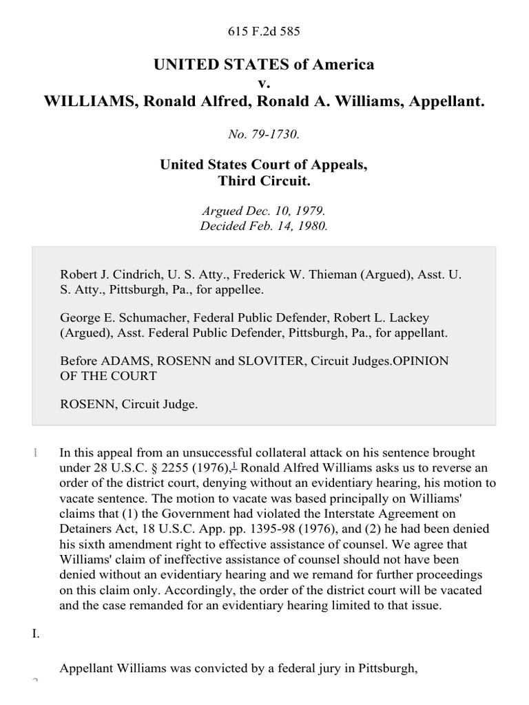 United States v. Williams, Ronald Alfred, Ronald A. Williams, 615 F.2d ...