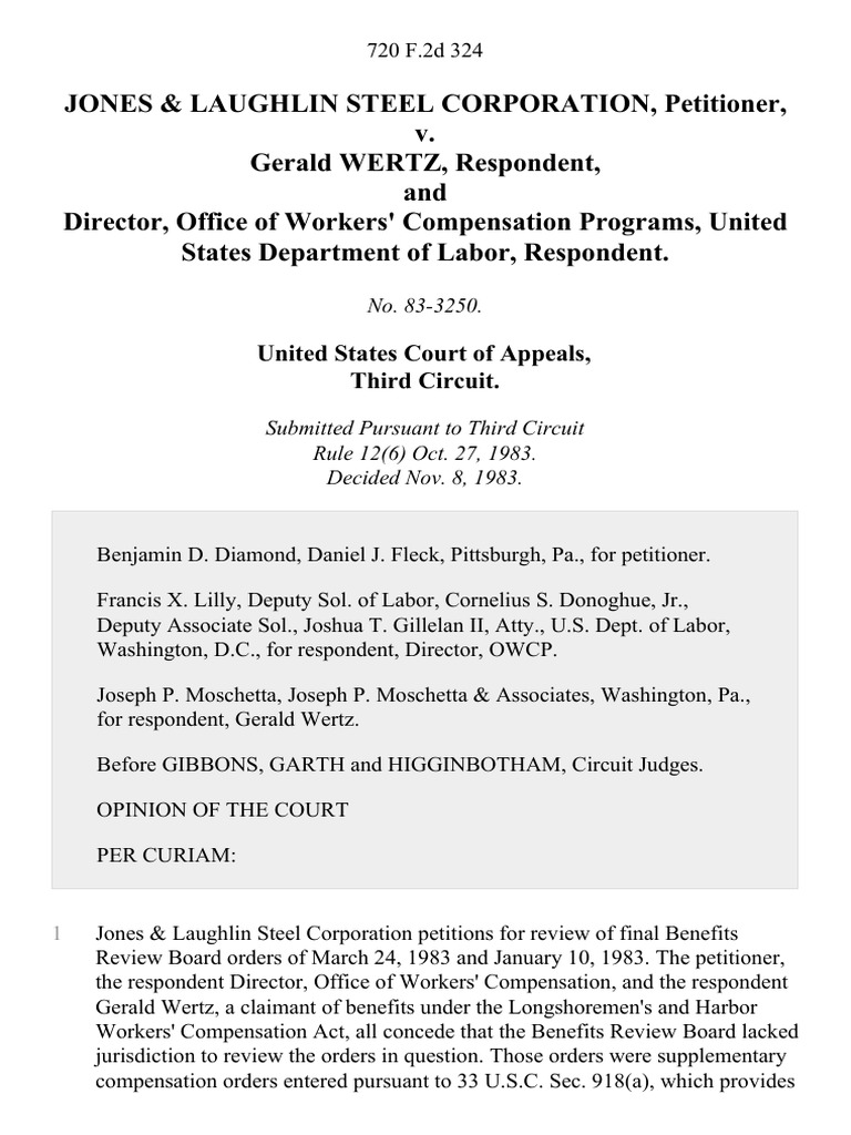 Jones & Laughlin Steel Corporation v. Gerald Wertz, and Director ...