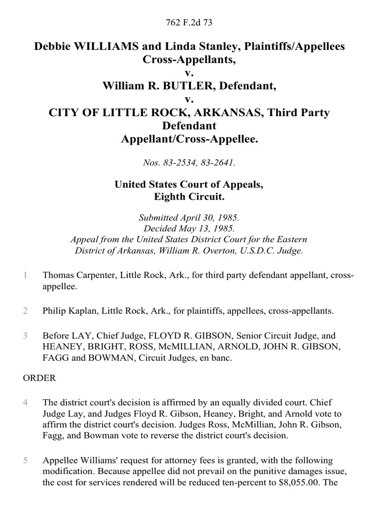 Debbie Williams and Linda Stanley, Cross-Appellants v. William R ...