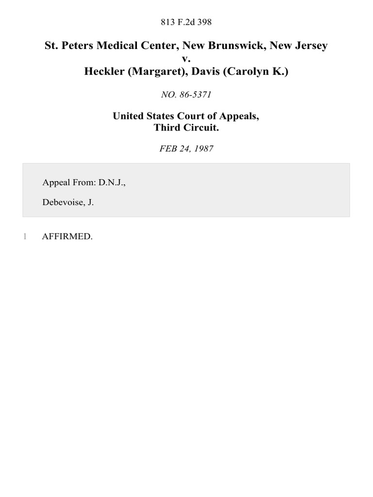 St. Peters Medical Center, New Brunswick, New Jersey v. Heckler ...