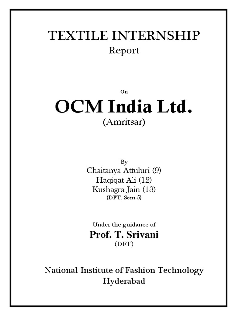 Textile Internship at OCM India LTD PDF | PDF