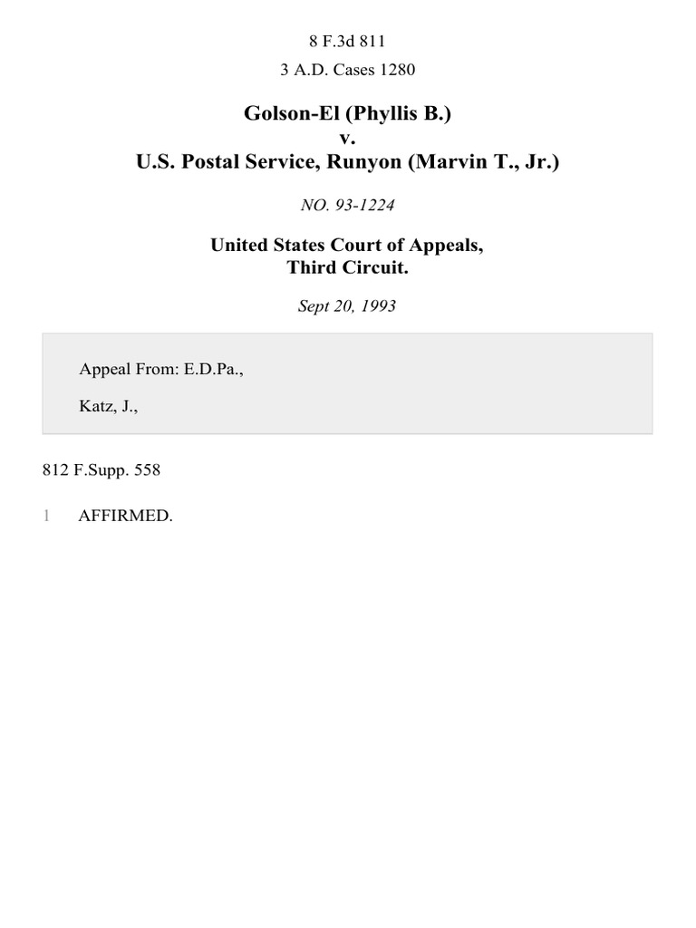 Golson-El (Phyllis B.) v. U.S. Postal Service, Runyon (Marvin T., JR ...