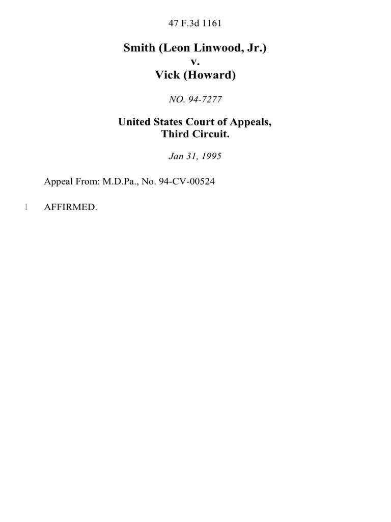 Smith (Leon Linwood, JR.) v. Vick (Howard), 47 F.3d 1161, 3rd Cir ...