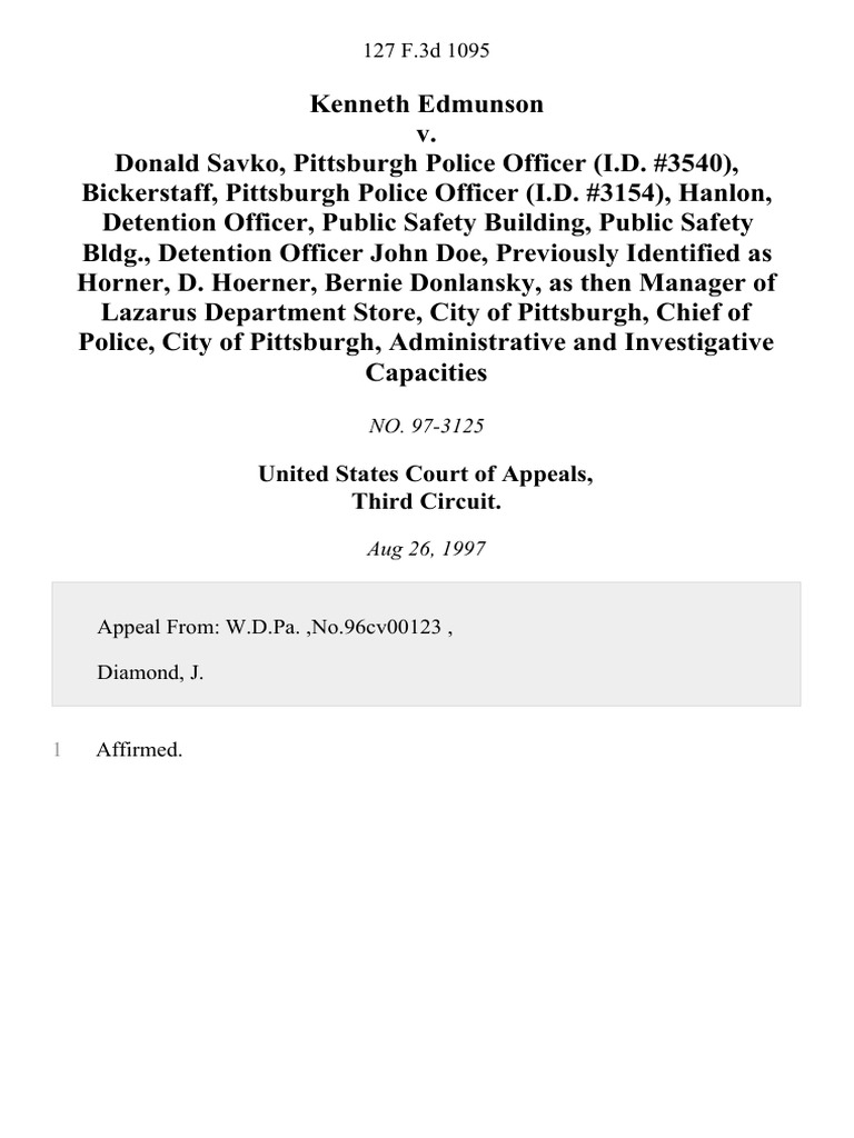 Edmunson v. Pittsburgh Police Appeal | PDF | Politics