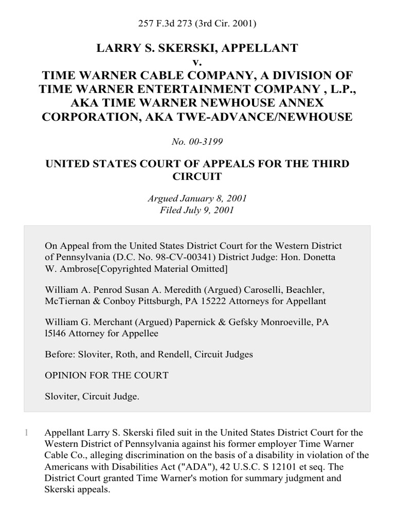 Larry S. Skerski v. Time Warner Cable Company, a Division of Time ...