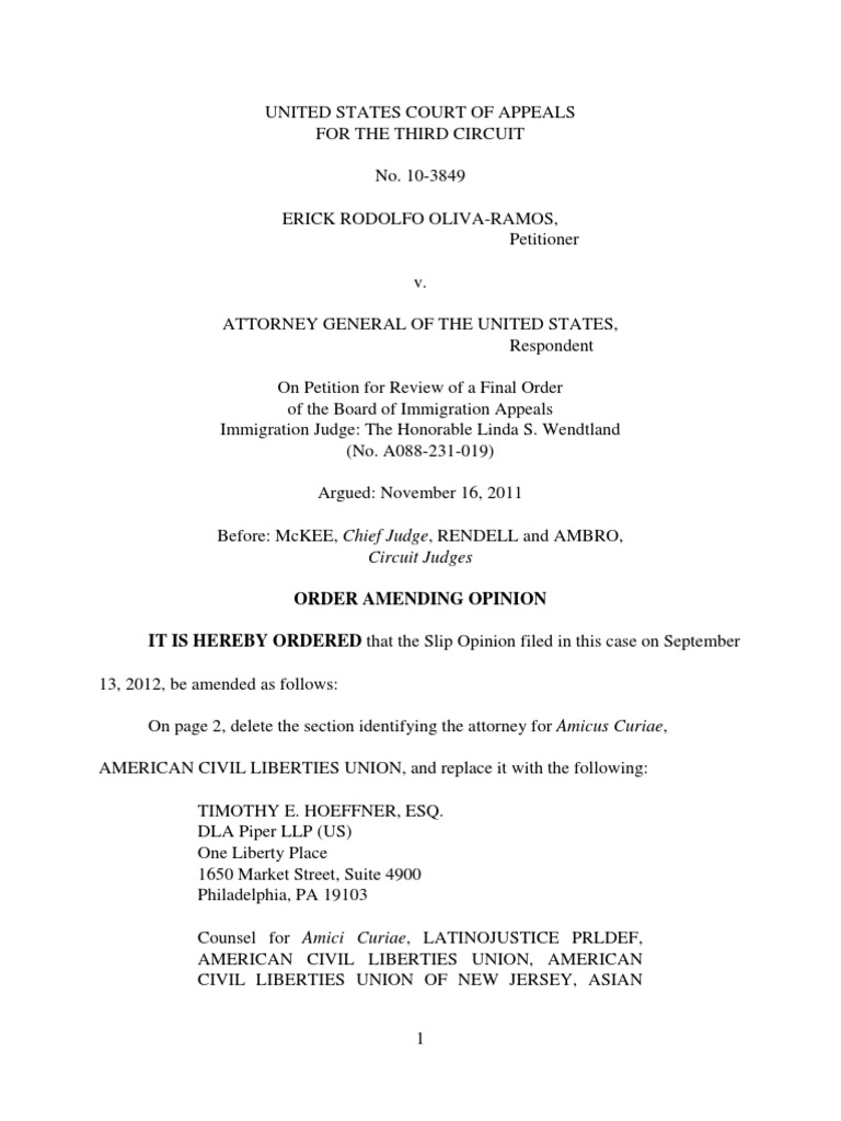 Erick Oliva Ramos v. Atty Gen USA, 3rd Cir. (2012) | PDF