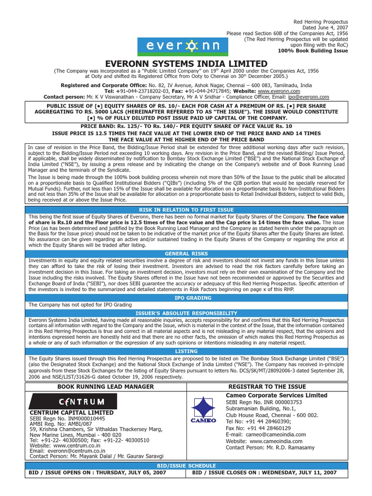 Everonnfinal IPO Prospectus | PDF | Stocks | Copyright Infringement
