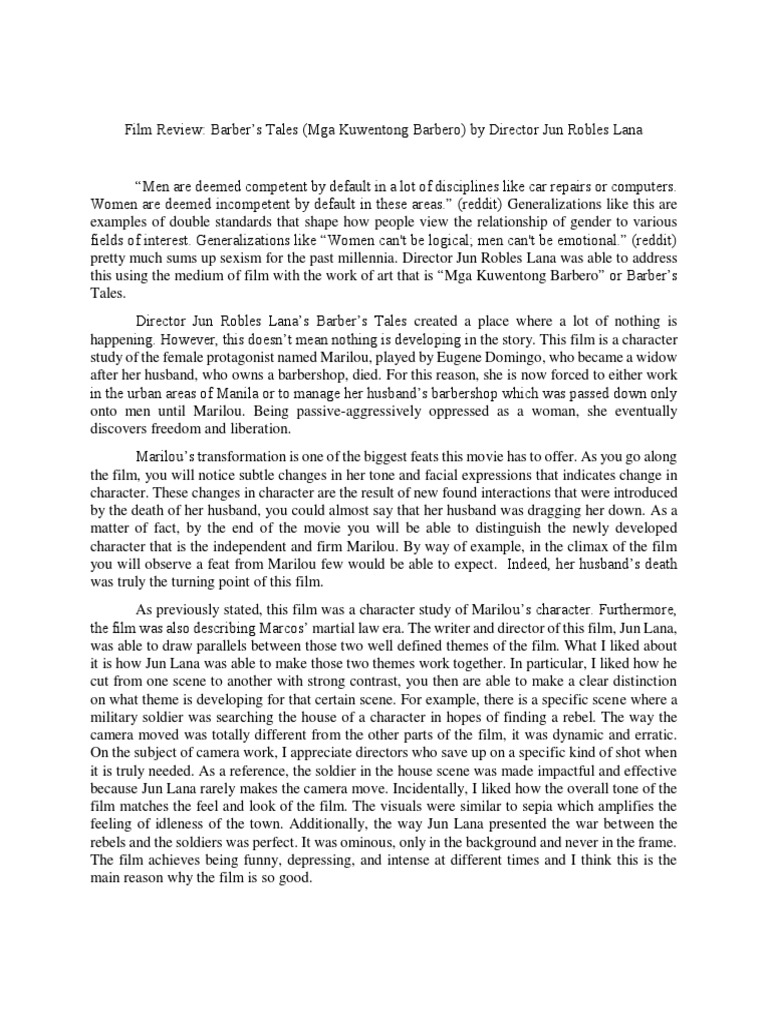 Barber's Tales Film Review | PDF