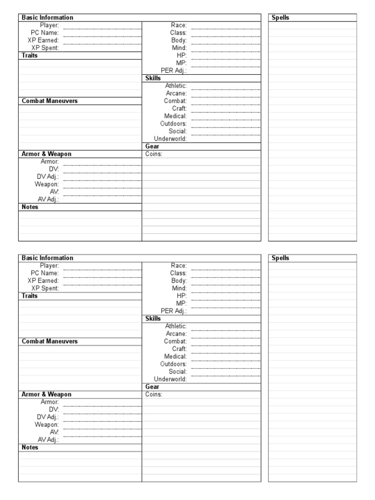 Character Sheets | PDF