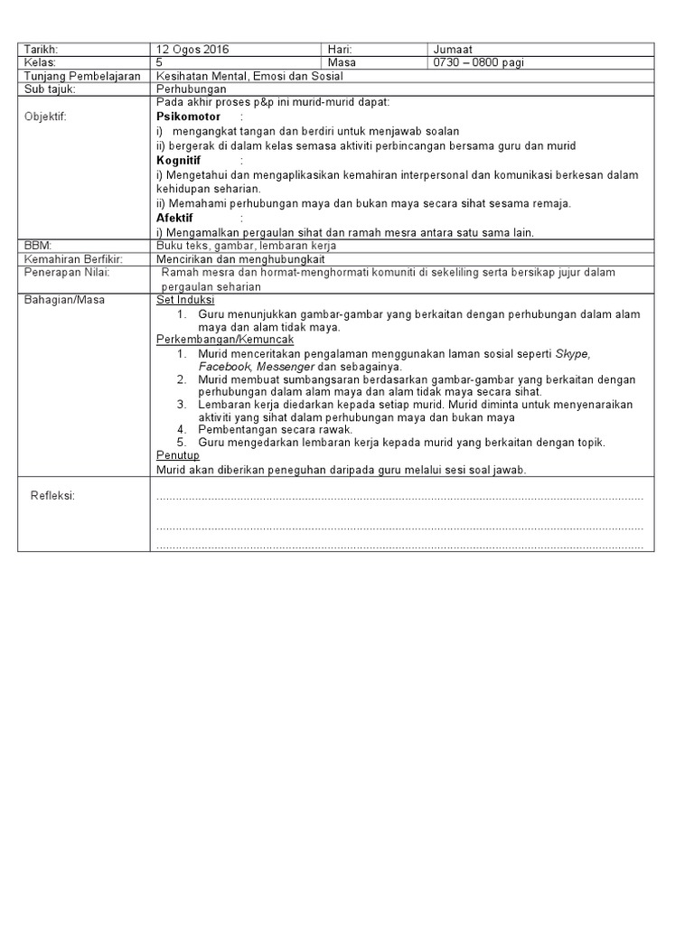 RPH PK Tahun 5 Unit 14 | PDF | Karier & Perkembangan