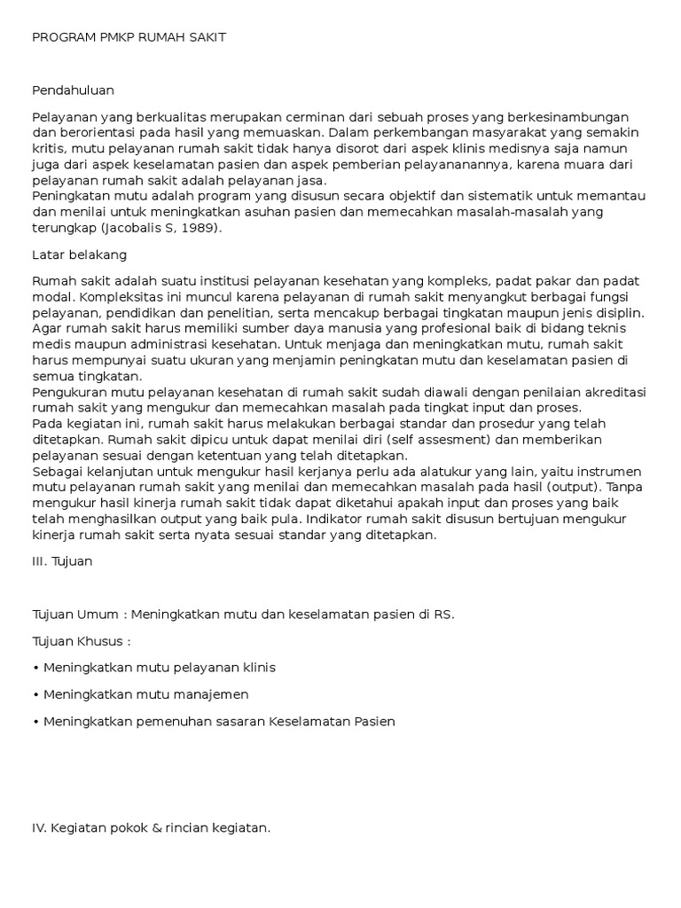 Program PMKP Rumah Sakit | PDF