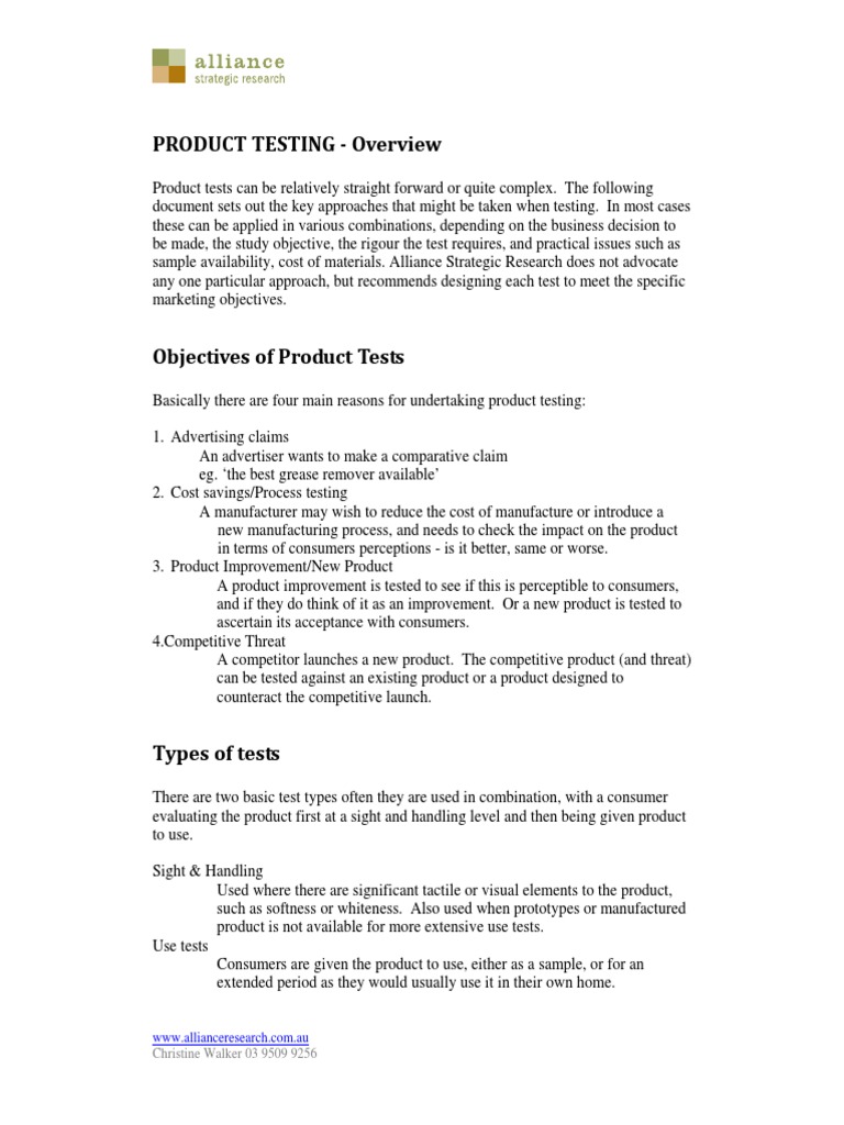 Product Testing Overview | PDF | Brand | Product (Business)