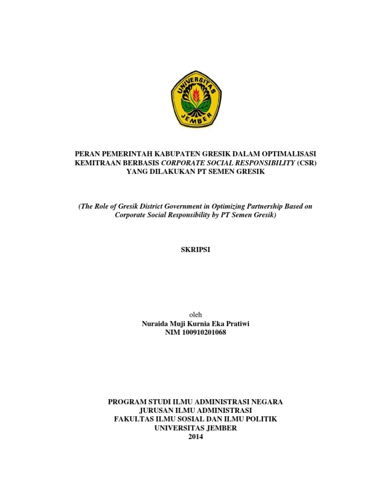 Peran Pemerintah Kabupaten Gresik Dalam Optimalisasi Kemitraan Berbasis ... Peran Pemerintah Kabupaten Gresik Dalam Optimalisasi Kemitraan Berbasis ...