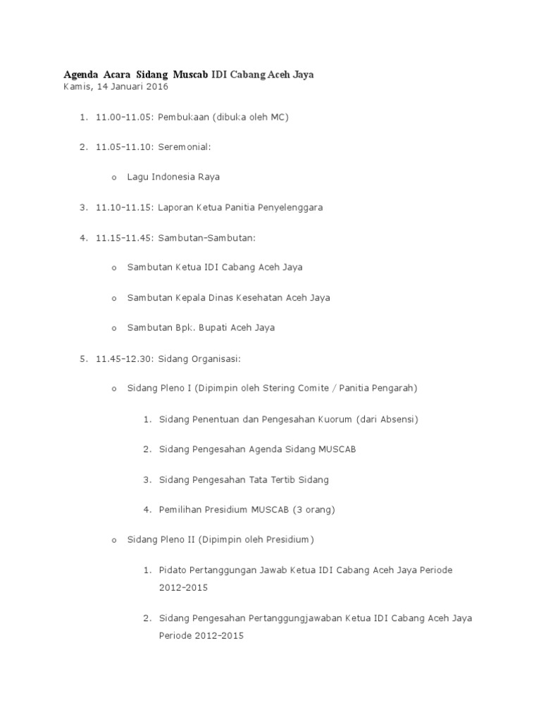Susunan Acara Muscab | PDF