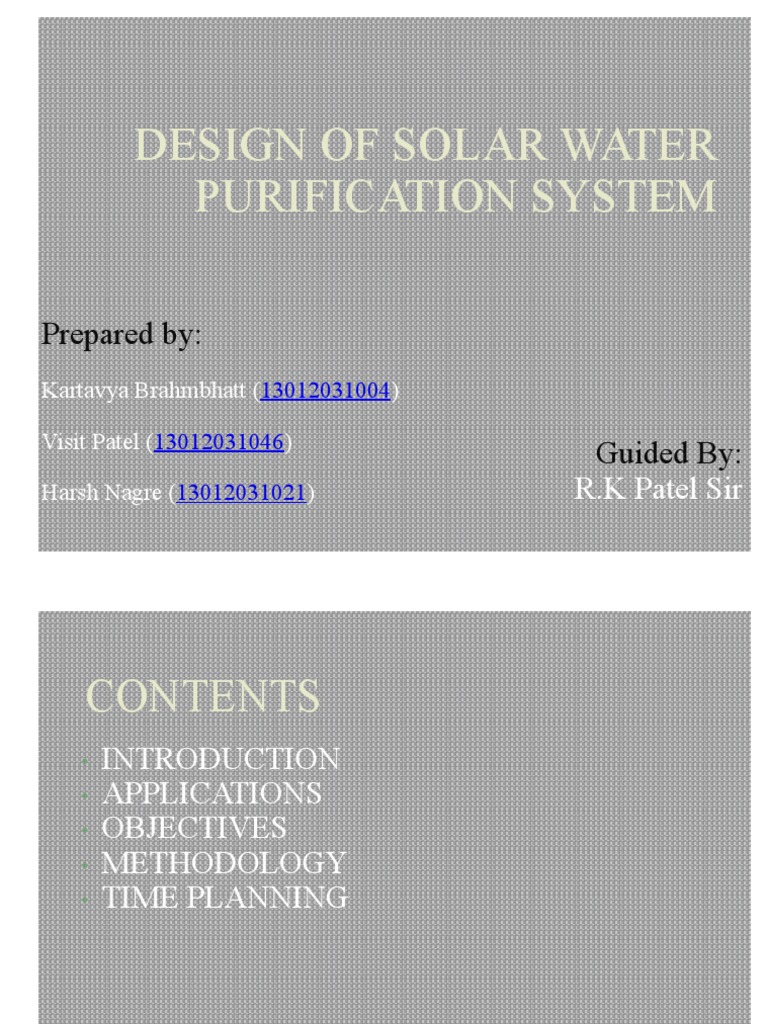 Project-Design of Water Purification System | PDF