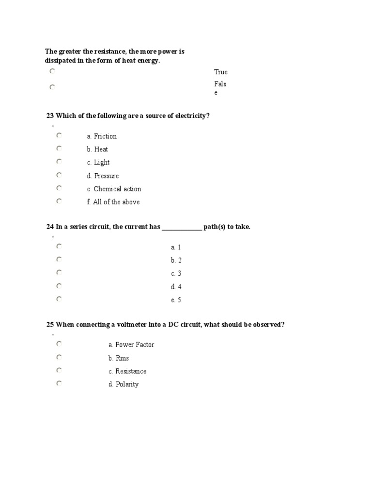 Electrical Test Questions and Concepts | PDF | Teaching Methods ...