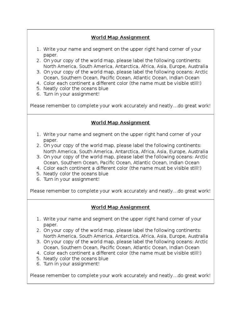 World Map Assignment | PDF | Continent | Visualization (Graphics)