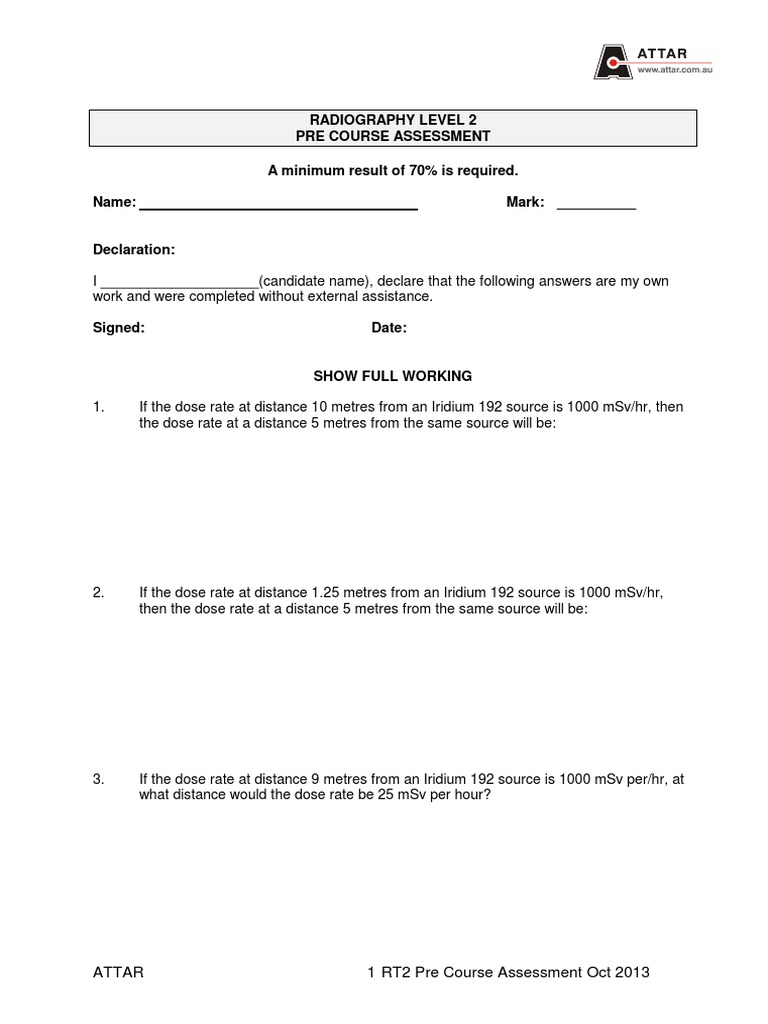 RT2 Pre Course Assessment | PDF