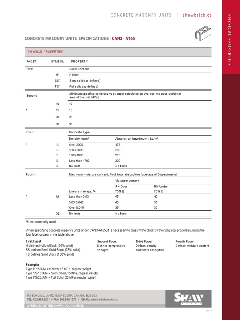 Concrete Masonry Units Specifications - : CAN3 - A165 | PDF | Science & Mathematics | Technology ...