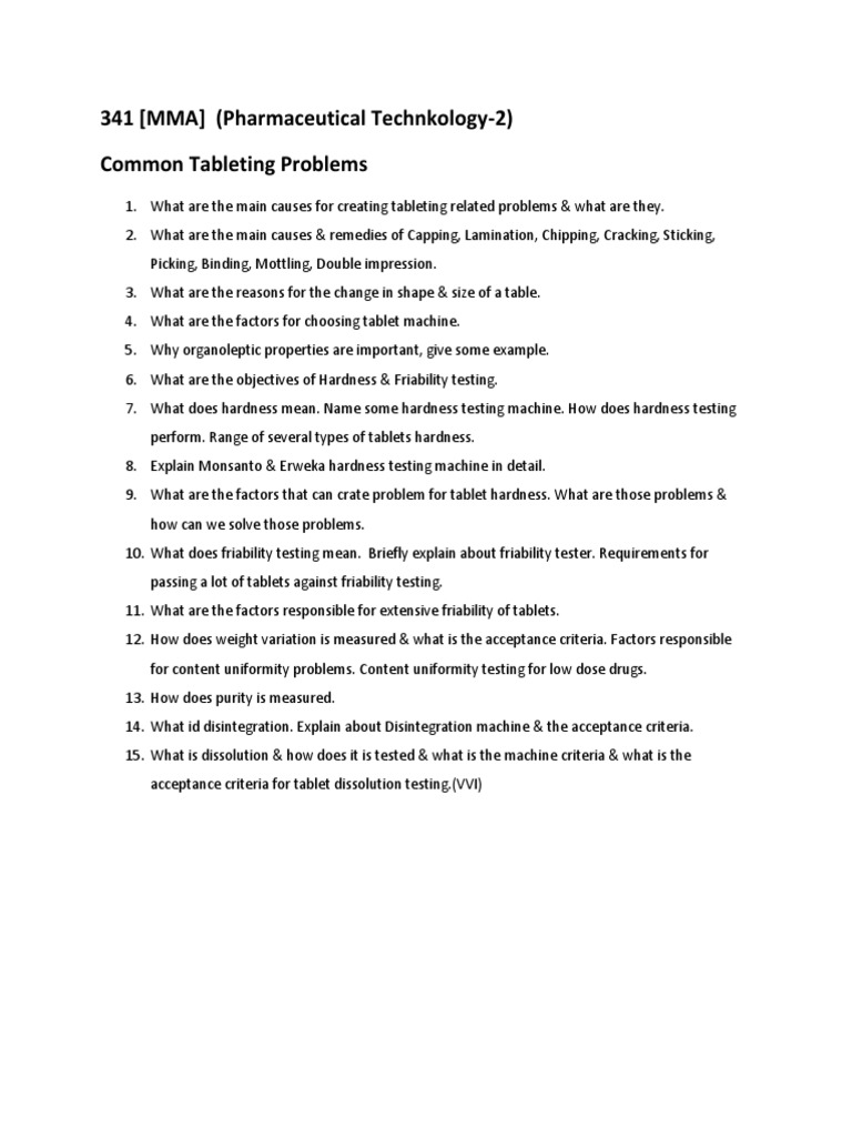 341 - Common Tableting Problem | PDF | Wellness