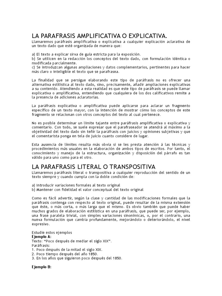 Paráfrasis Amplificativa Y Literal Pdf Science Epistemología