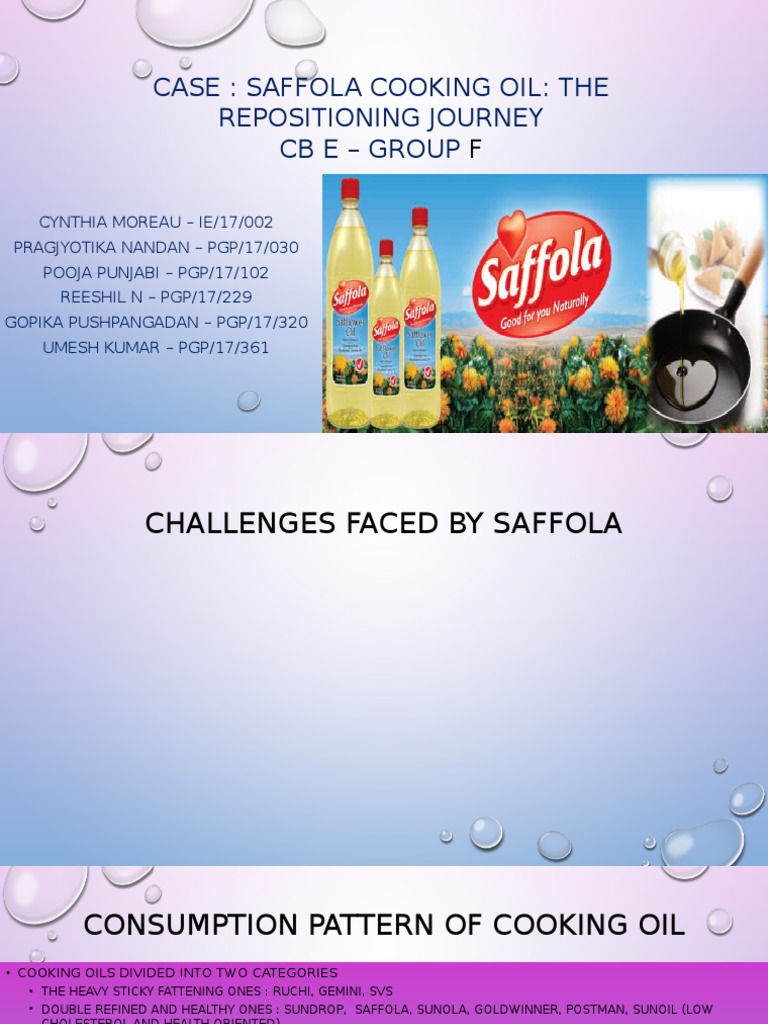 Saffola Cooking Oil Group F Sec E | PDF | Cooking Oil | Marketing